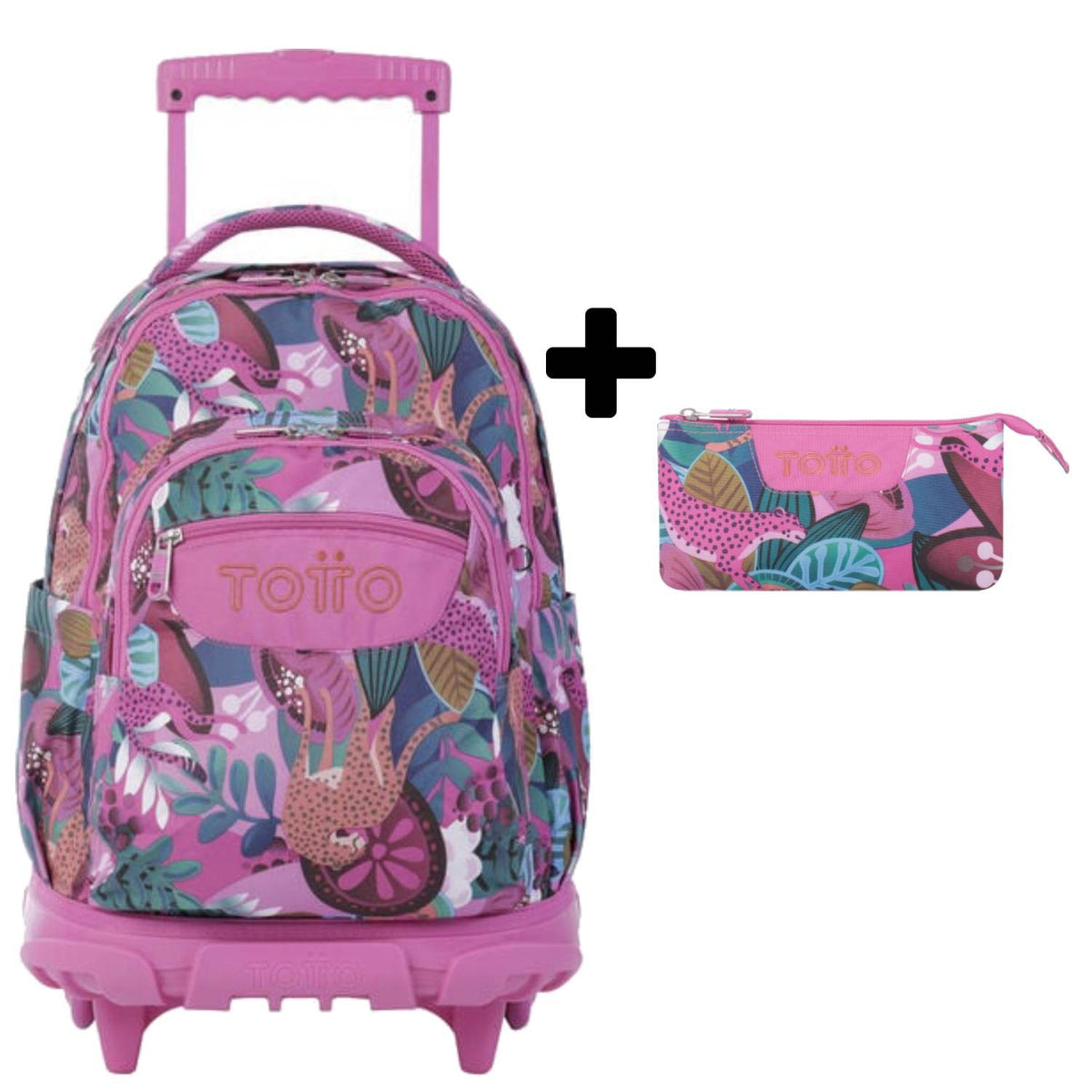 TOTTO Mochila escolar con ruedas Renglones + Estuche Tablero - 6CS Gra ...